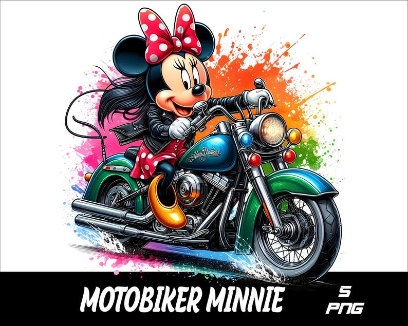 5 PNG Motobiker Minnie Png Mouse Splash and Watercolor Png Minnie ...