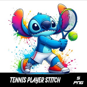 5 PNG Tennis Player Stitch Png Stitch Splash and Watercolor Png Stitch ...