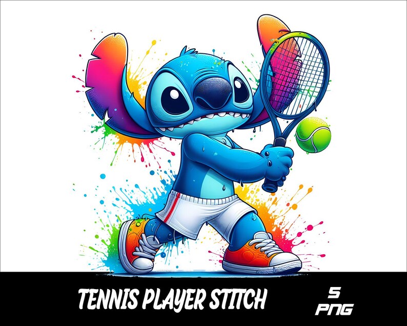 5 PNG Tennis Player Stitch Png Stitch Splash and Watercolor Png Stitch ...