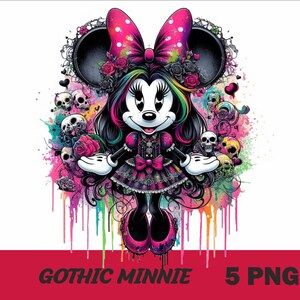 5 PNG Gothic Minnie Png Mouse Splash and Watercolor Png Gothic Minnie ...