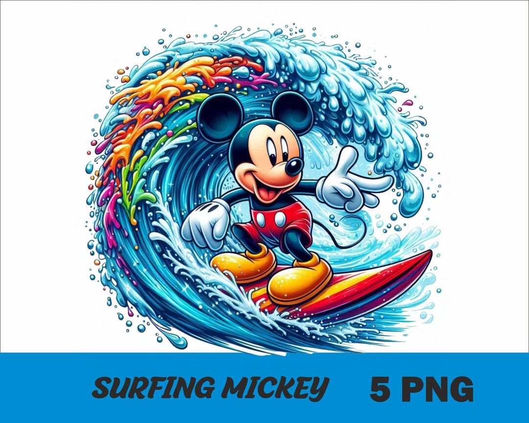 5 PNG Surfing Mickey Png Mouse Splash and Watercolor Png Mickey ...