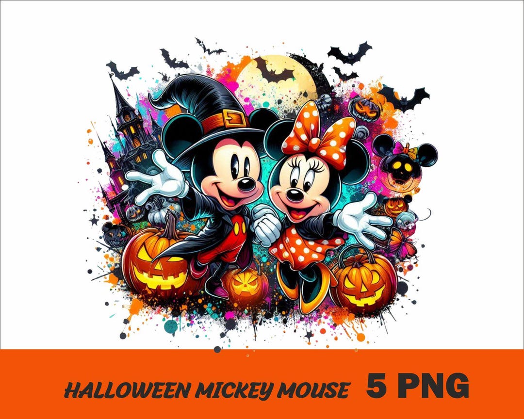 5 PNG Halloween Mickey and Minnie Png Mouse Splash and Watercolor Png ...