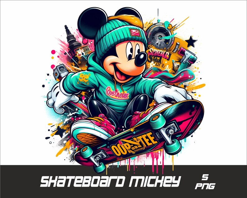 5 PNG Skateboard Mickey Png Mouse Splash and Watercolor Png Mickey ...
