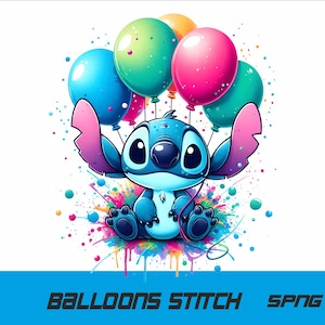 5 PNG Balloons Stitch Png Stitch Splash and Watercolor Png Stitch ...