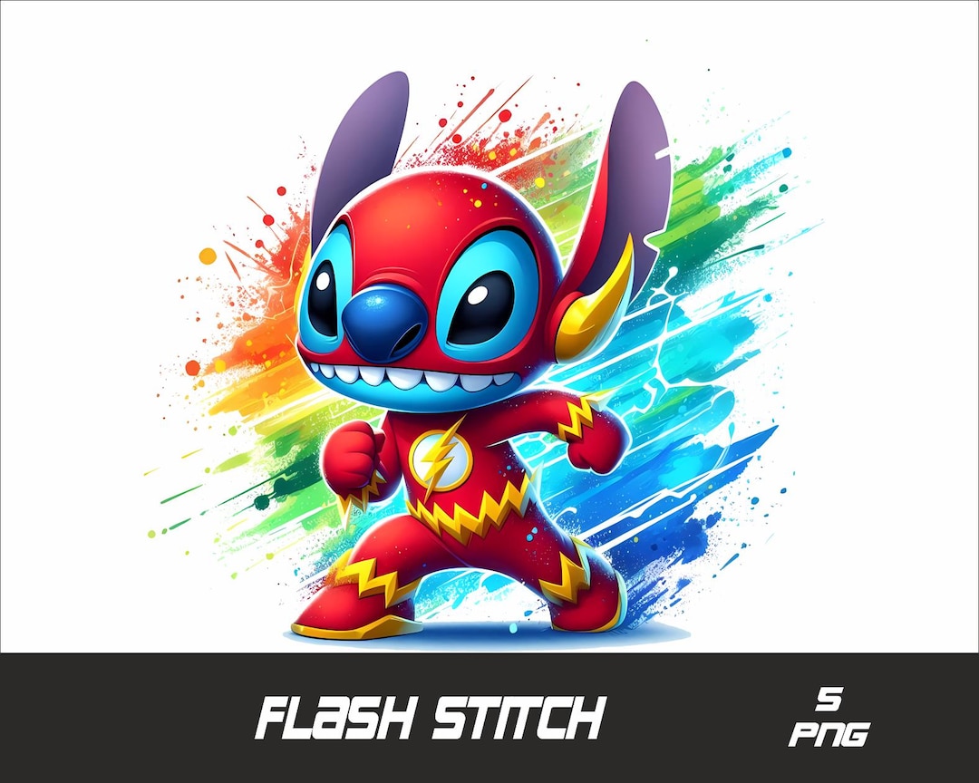 5 PNG Stitch Super Hero Png Flash Stitch Splash and Watercolor Png ...