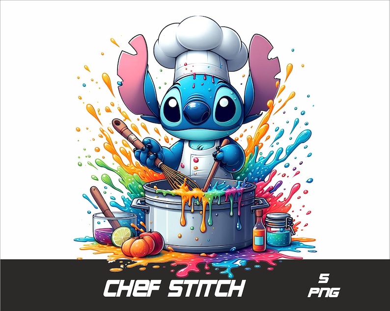 5 PNG Chef Stitch Png Stitch Splash y acuarela Png Chef Stitch Archivo ...