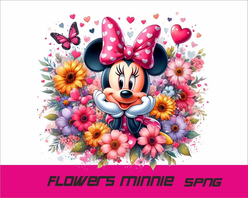 5 PNG Flowers Minnie Png Mouse Splash and Watercolor Png Minnie ...