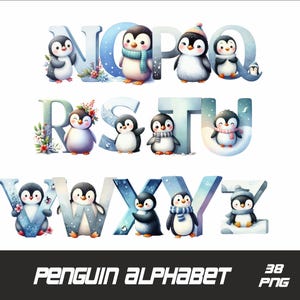 Penguin Alphabet Png Font Party Letters Penguin Font Chirstmas Penguin ...