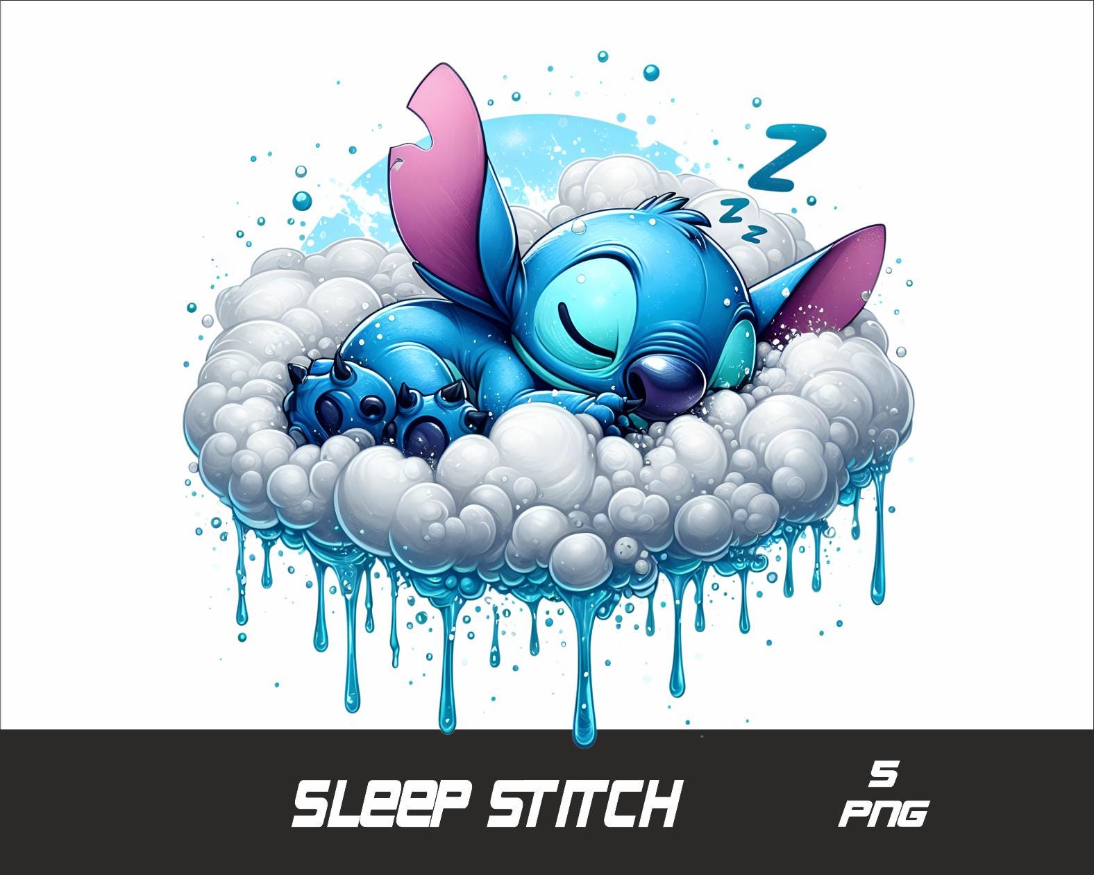 5 PNG Cloude Sleep Stitch Png Stitch Splash and Watercolor Png Sleep ...
