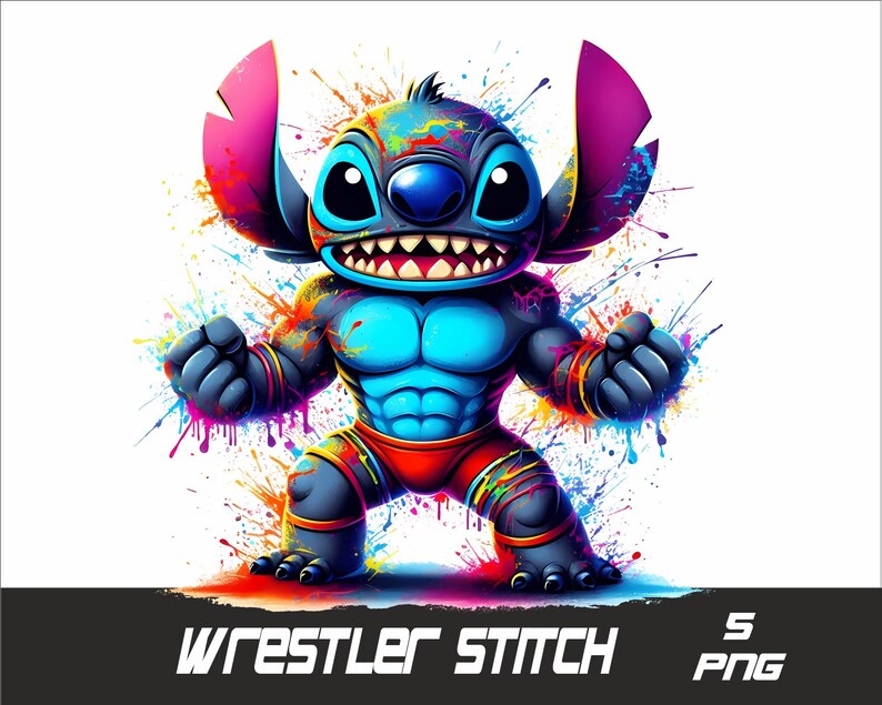 5 PNG Wrestler Stitch Png Stitch Splash and Watercolor Png Indian ...