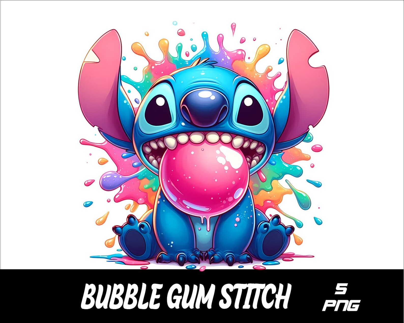 5 PNG Bubble Gum Stitch Png Stitch Splash and Watercolor Png Stitch ...