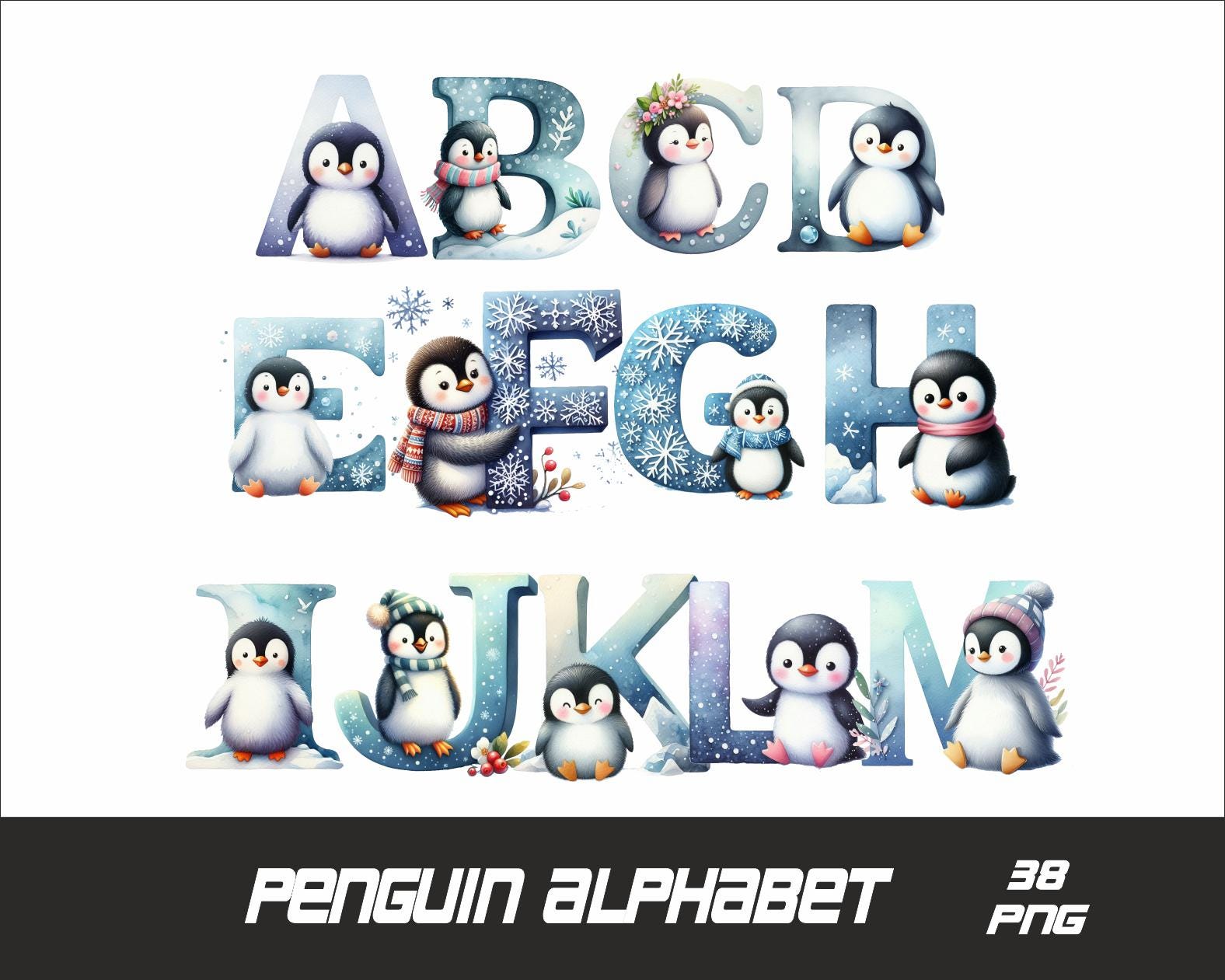 Penguin Alphabet Png Font Party Letters Penguin Font Chirstmas Penguin ...