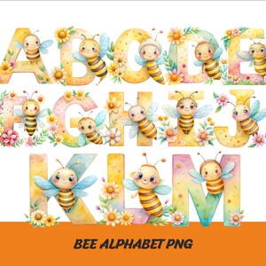 Bee Alphabet Png Font Baby Bee Letters Png Honey Bee Font Bee ...