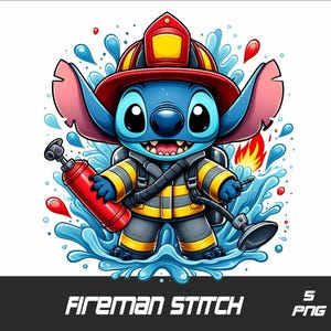 5 PNG Fireman Stitch Png Stitch Splash and Watercolor Png Fireman ...