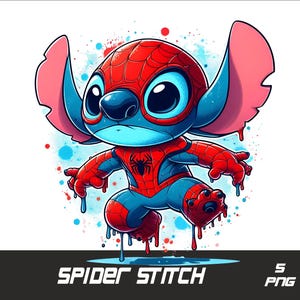 5 PNG Stitch Spider Hero Png Stitch Splash and Watercolor Png Stitch ...