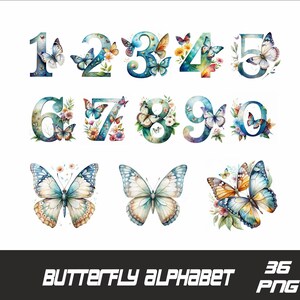 Butterfly Alphabet Png Font Watercolor Butterfly Letters Png Butterfly ...