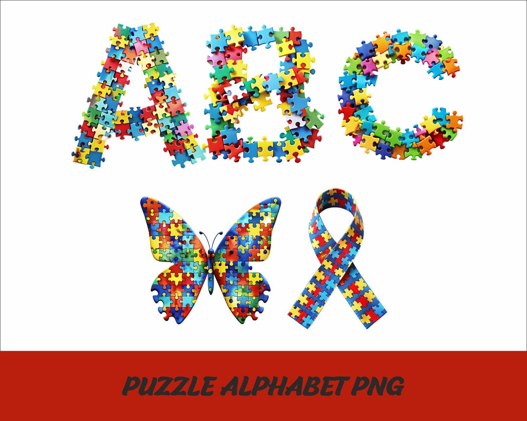 Puzzle Alphabet Png Font Autism Awareness Letters Png Autism Font ...