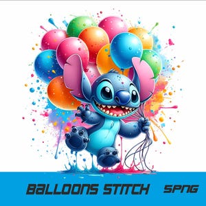 5 PNG Balloons Stitch Png Stitch Splash and Watercolor Png Stitch ...