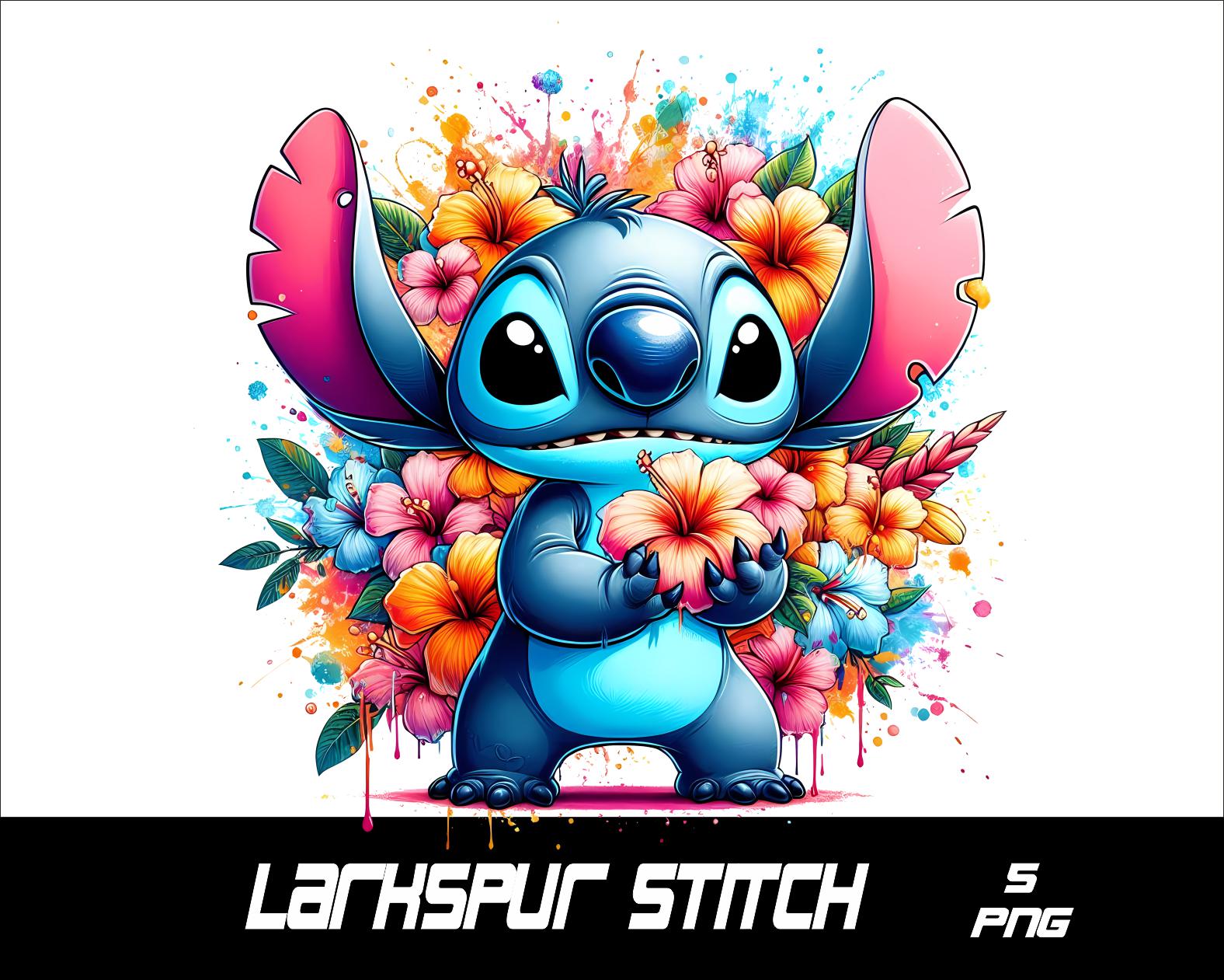 5 PNG Larkspur Stitch Png Stitch Splash and Watercolor Png Flowers ...