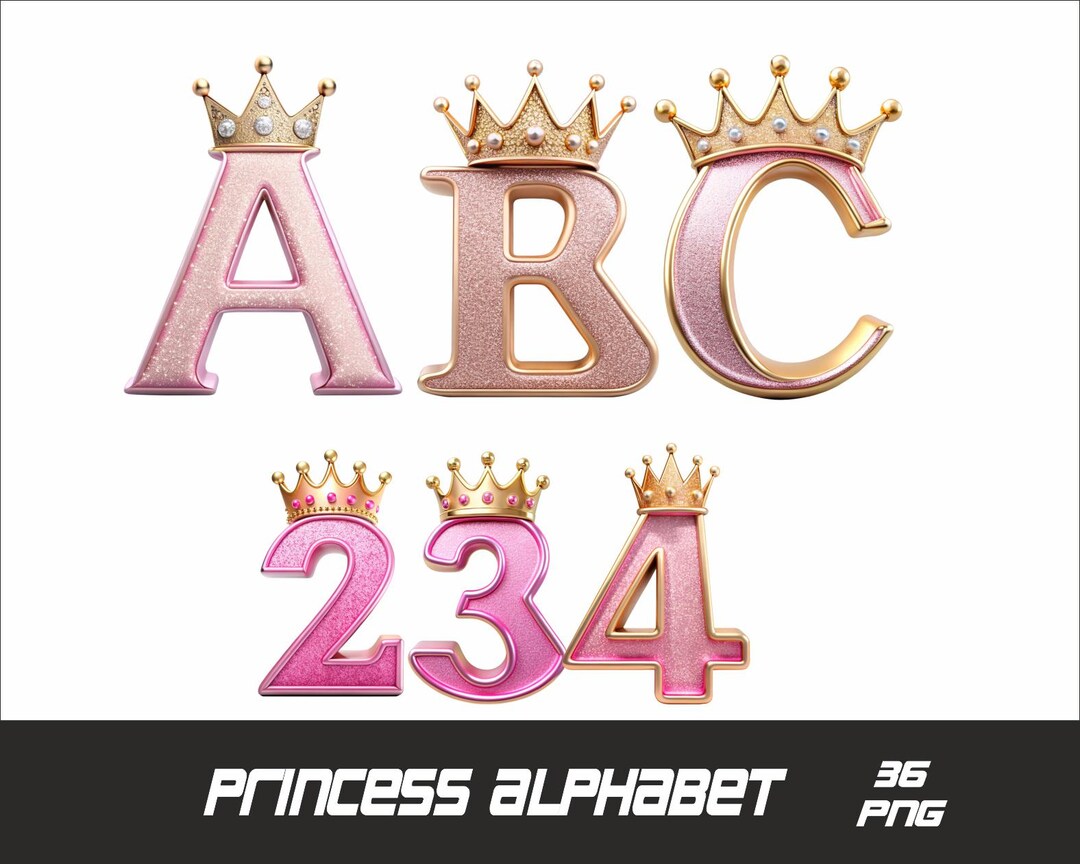 Princess Alphabet Png Font Party Letters Png Glitter Princess Font Pink ...