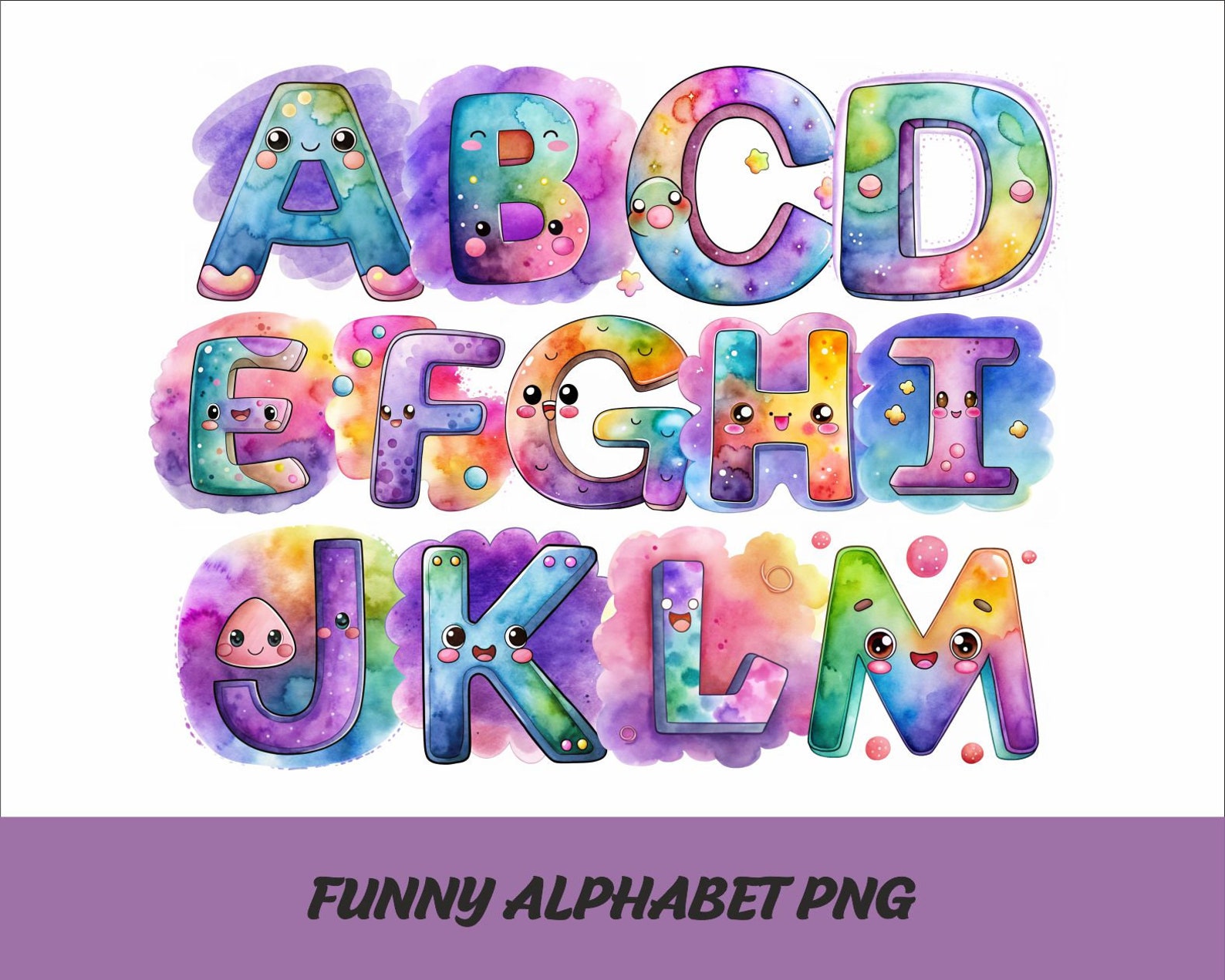 Cartoon Funny Alphabet Png Font Watercolor Cartoon Letters Png Font ...