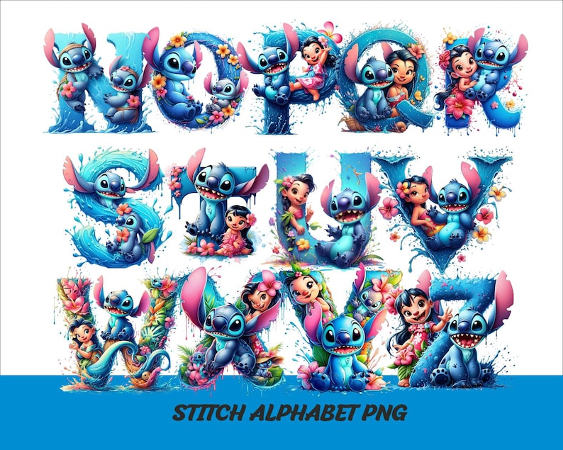 Lilo and Stitch Alphabet Png Font Stitch and Lilo Letters Png Stitch ...