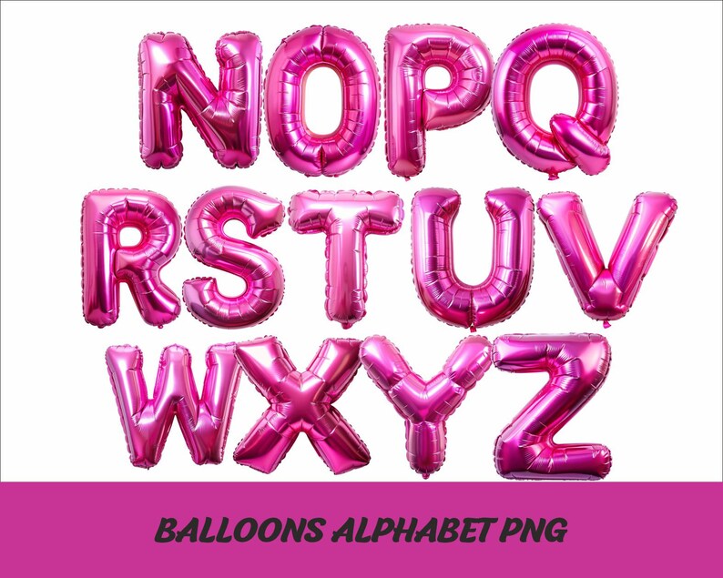 Party Balloons Pink Alphabet Png Font Pink Balloons Letters Png Party ...