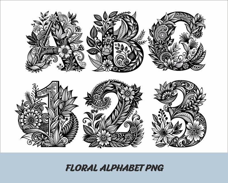 Floral Alphabet Png Font Floral Letters Png Font Floral Monogram ...