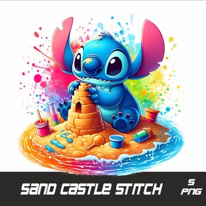 5 PNG Sand Castle Stitch Png Stitch Splash and Watercolor Png Beach ...