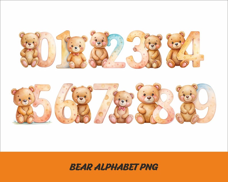Tedy Bear Alphabet Png Font Baby Bear Letters Png Watercolor Tedy Font ...