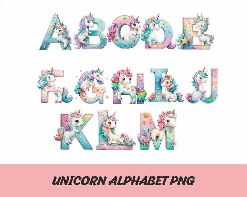 Unicorn Alphabet Png Font Party Letters Unicorn Font Unicorn Party ...