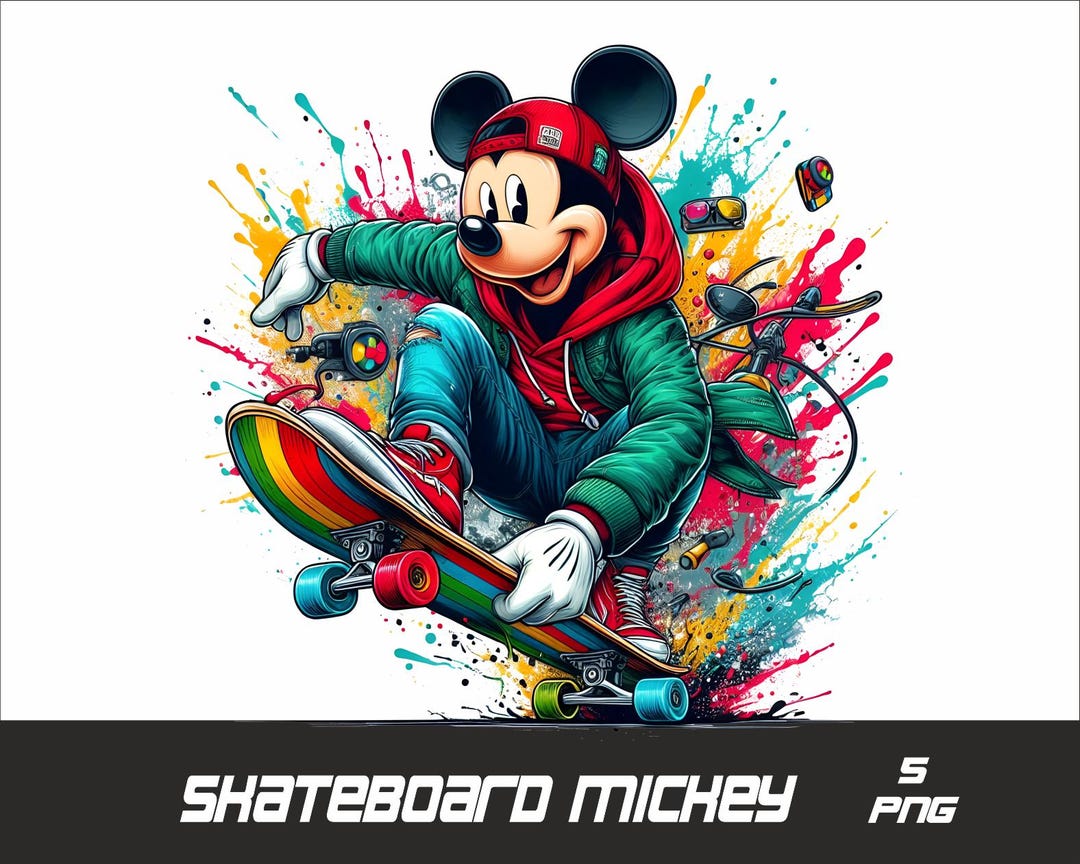 5 PNG Skateboard Mickey Png Mouse Splash and Watercolor Png Mickey ...