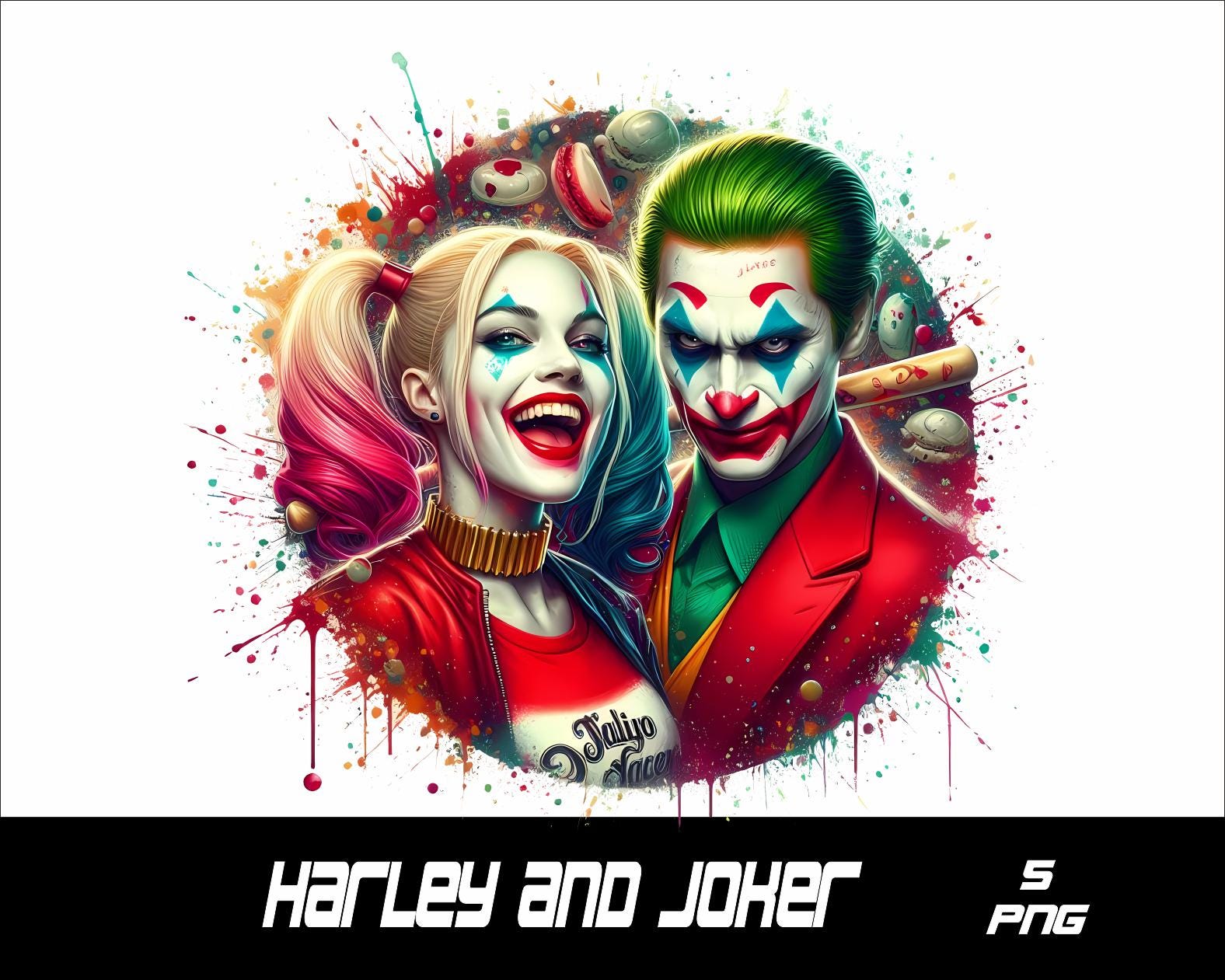 5 PNG Harley and Joker Png Splash and Watercolor Png Joker Transparent ...