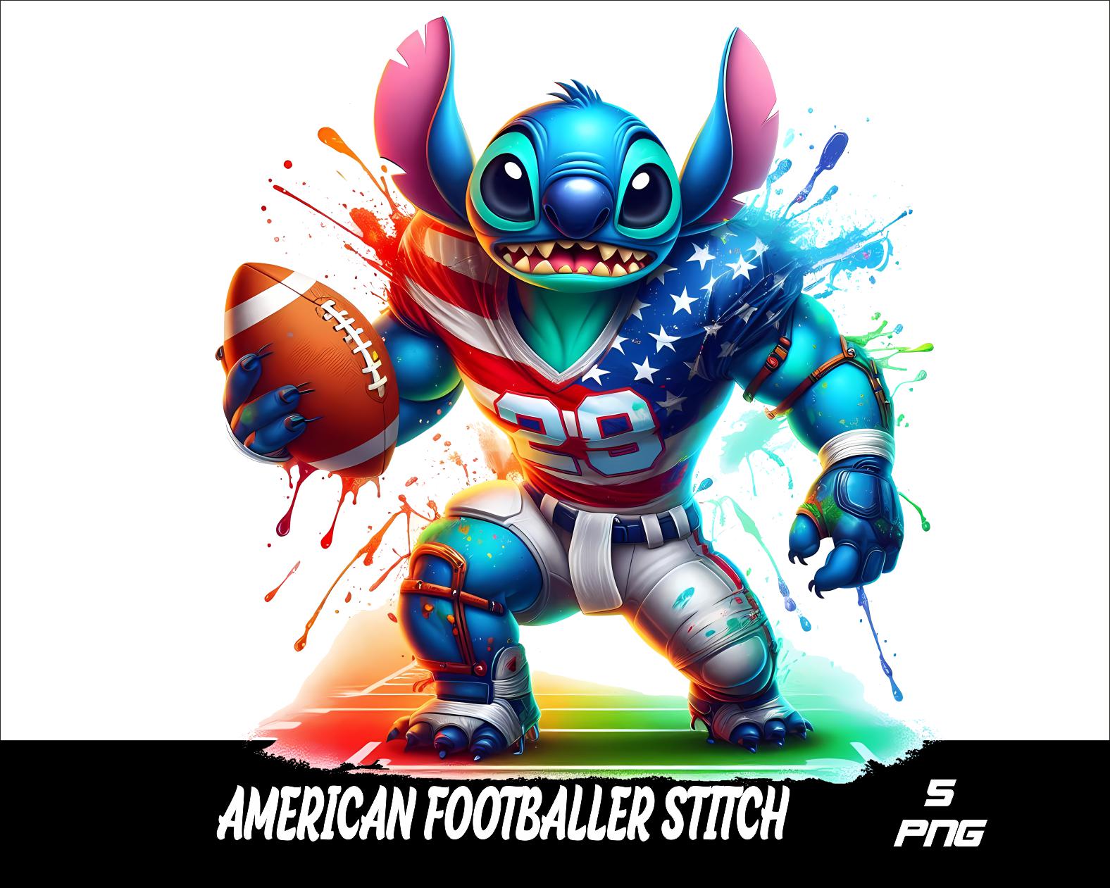 5 PNG American Footballer Stitch Png Stitch Splash and Watercolor Png ...