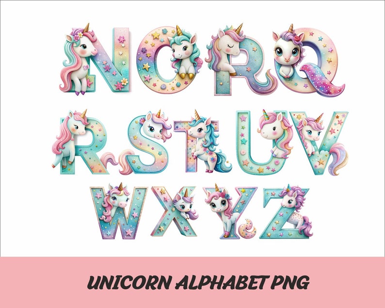 Unicorn Alphabet Png Font Party Letters Unicorn Font Unicorn Party ...