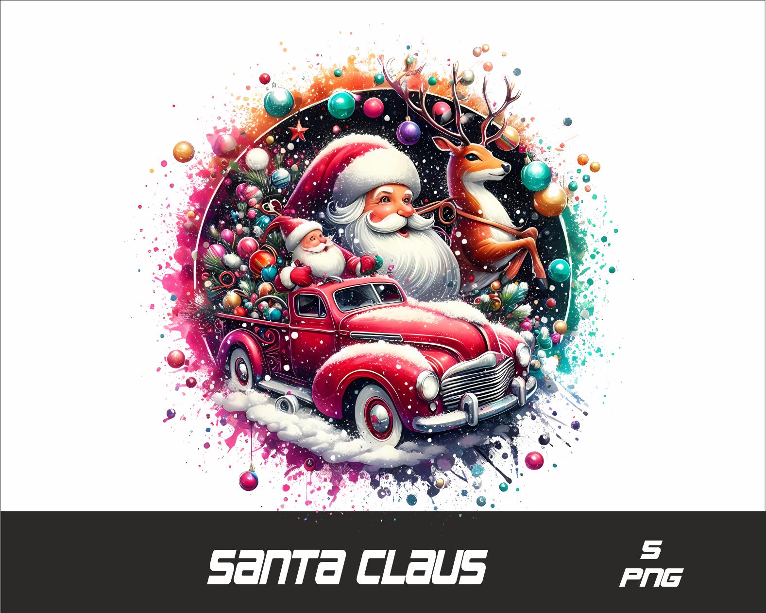 5 PNG Santa Claus Png Splash and Watercolor Png Chirstmas Transparent ...