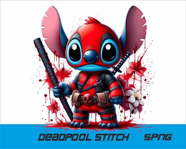 5 PNG Stitch Super Hero Png Stitch Splash and Watercolor Png Stitch ...