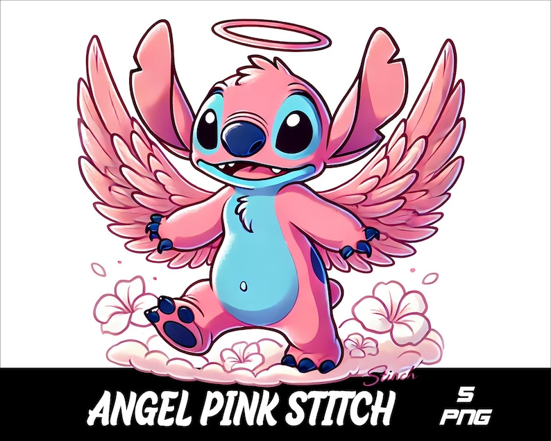 5 PNG Angel Pink Stitch Png Stitch Splash and Watercolor Png Stitch ...