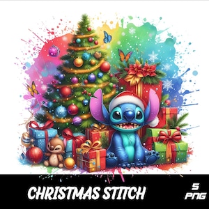 5 PNG Christmas Stitch Png Stitch Splash and Watercolor Png Christmas ...