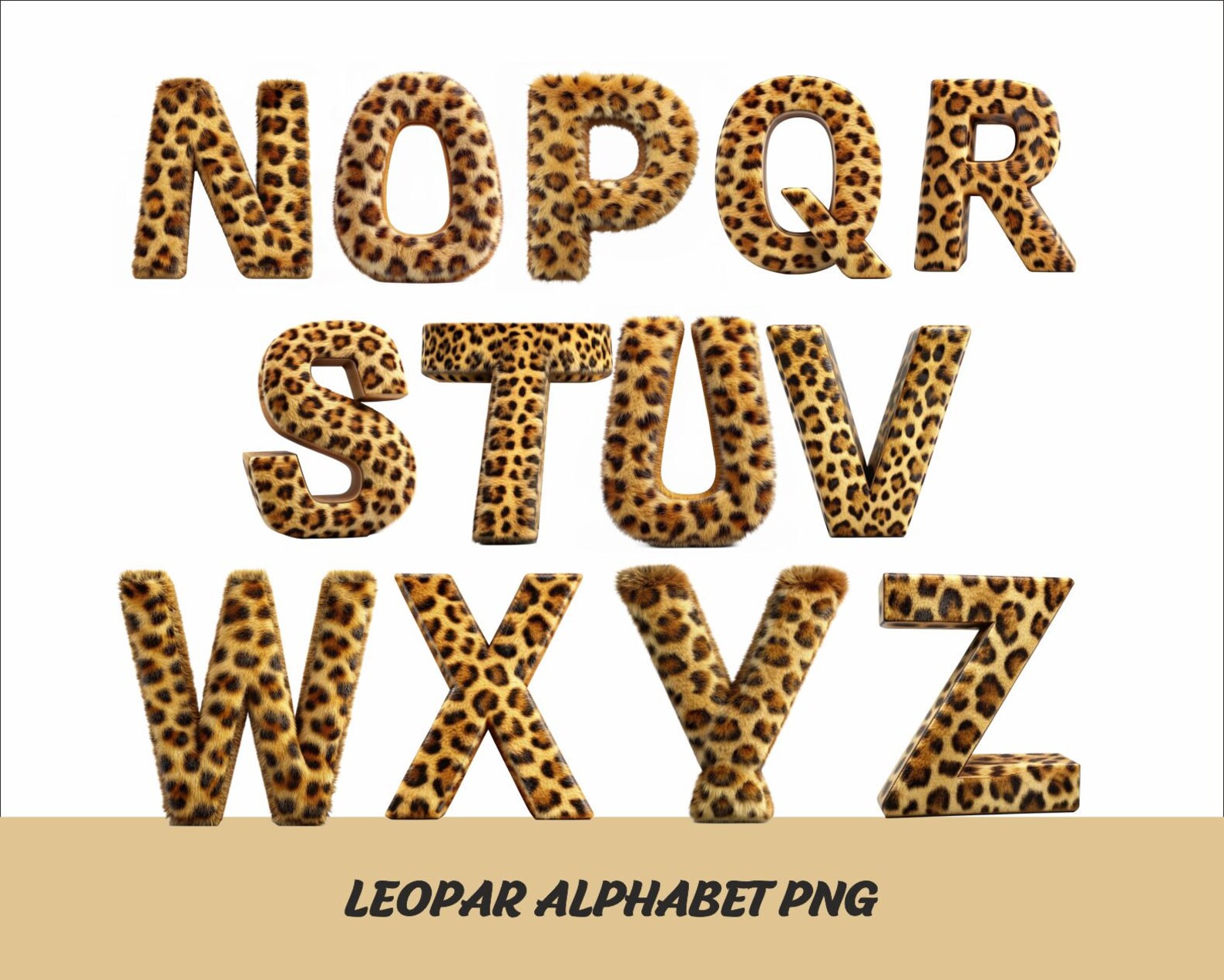 3D Fur Leopar Alphabet Png Font 3D Animal Leopar Letters Png Leopar ...