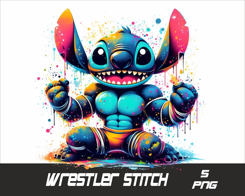 5 PNG Wrestler Stitch Png Stitch Splash and Watercolor Png Indian ...