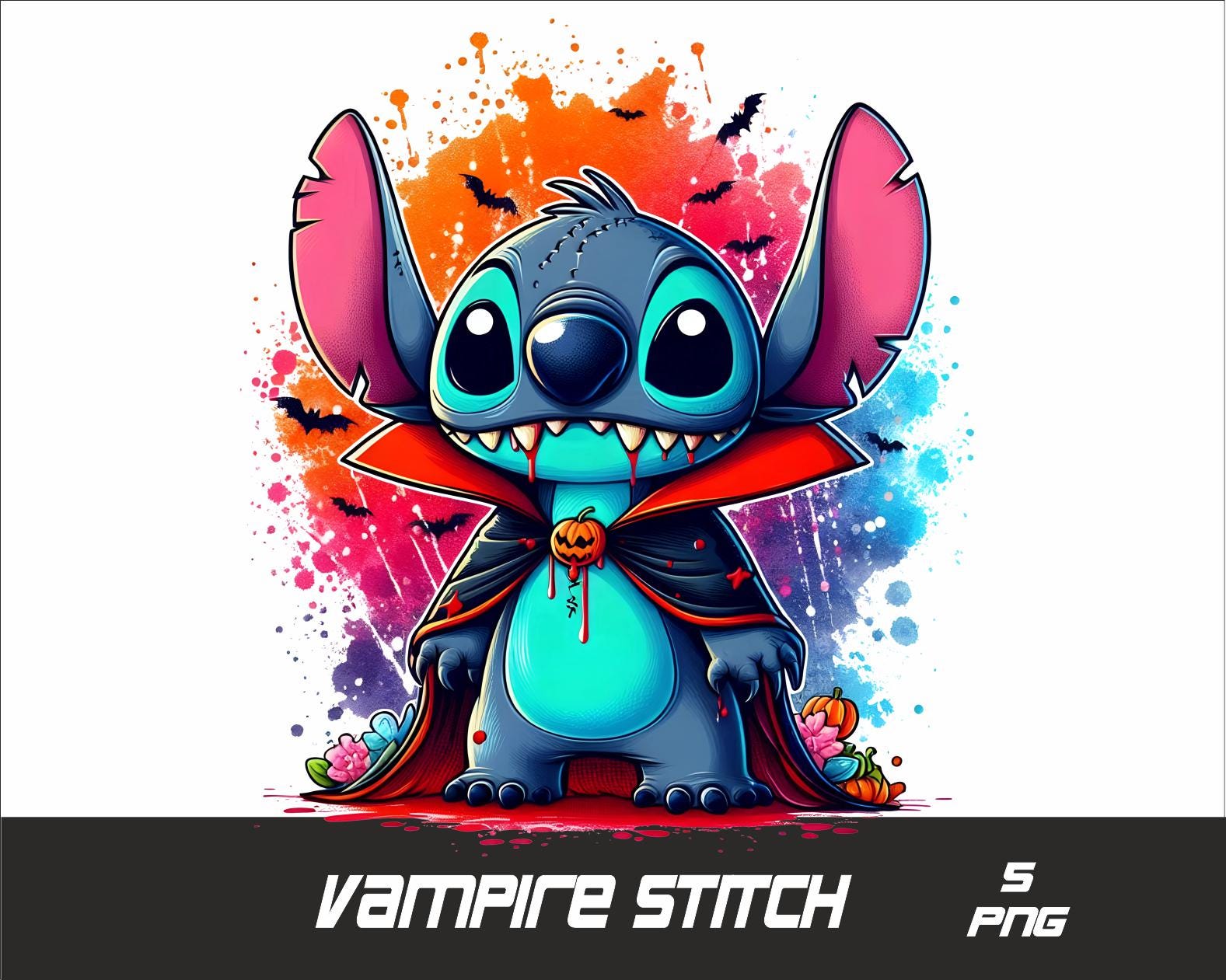 5 PNG Vampire Stitch Png Stitch Splash and Watercolor Png Halloween ...