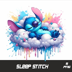 5 PNG Cloude Sleep Stitch Png Stitch Splash and Watercolor Png Sleep ...