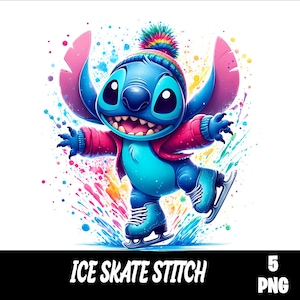 5 PNG Ice Skater Stitch Png Stitch Splash and Watercolor Png Stitch ...