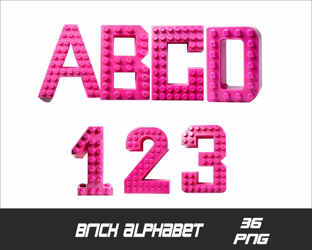 Pink Brick Alphabet Png Font Colourful Block Letters Png Pink Bulding ...