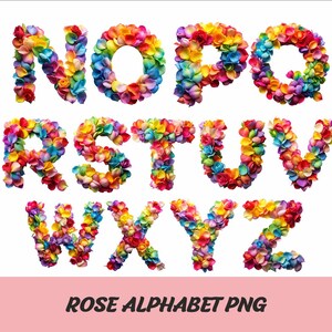 Colourful Rose Flowers Alphabet Png Font Wedding Letters Rose Flowers ...