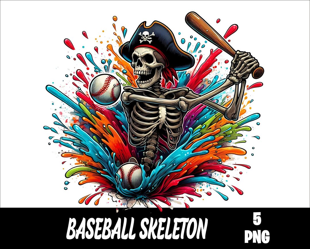 5 PNG Baseball Skeleton Png Splash and Watercolor Png Skeleton ...
