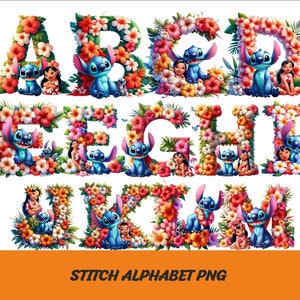 Stitch Flowers Alphabet Png Font Stitch and Lilo Letters Png Stitch ...