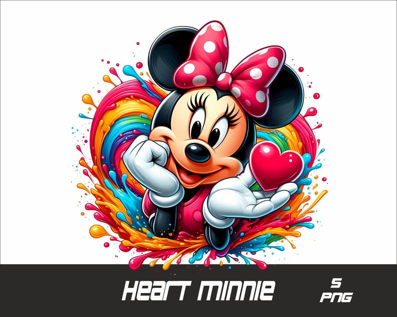 5 PNG Corazón Minnie Png Mouse Splash y Acuarela Png Amor Minnie ...