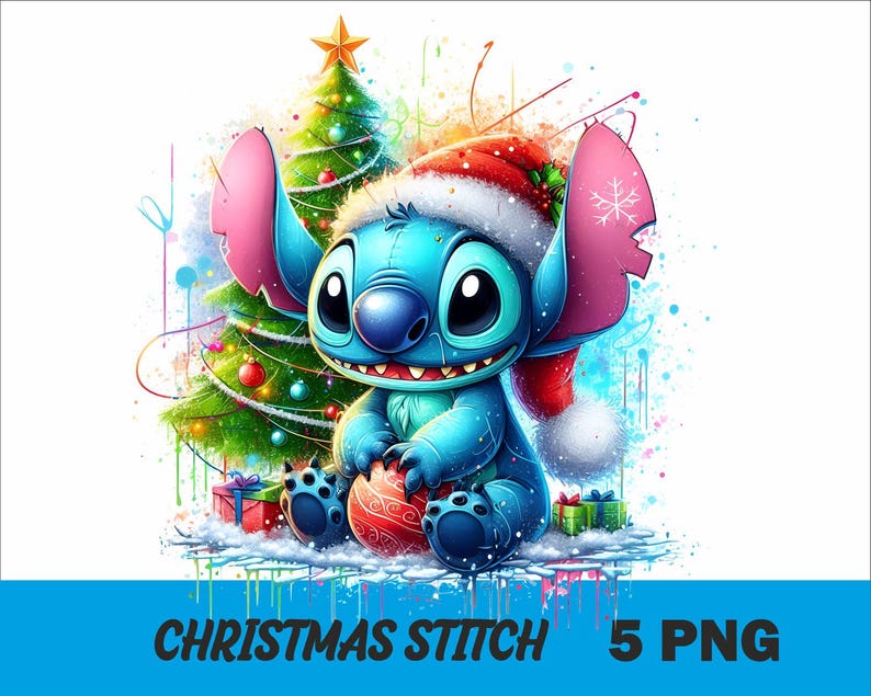 5 PNG Christmas Stitch Png Stitch Splash and Watercolor Png Christmas ...